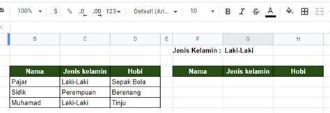 Rumus Filter Spreadsheet