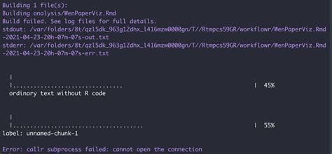 Cannot Open The Connection Error When Build Fails Issue Workflowr Workflowr GitHub