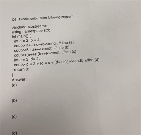 Solved Q2 Predict Output From Following Program Include