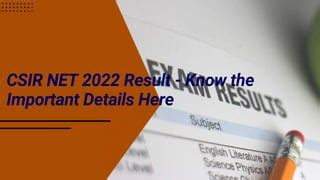 CSIR NET Result Know The Important Details Here PPT