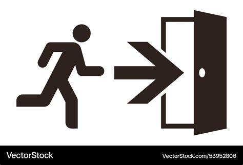 Running Man And Exit Door Sign Way Icon Royalty Free Vector