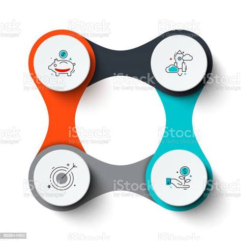 비즈니스 데이터 시각화입니다 4 단계 옵션 또는 프로세스 주기형 다이어그램의 추상 요소 프레 젠 테이 션에 대 한 벡터 비즈니스 템플릿입니다 Infographic 위한