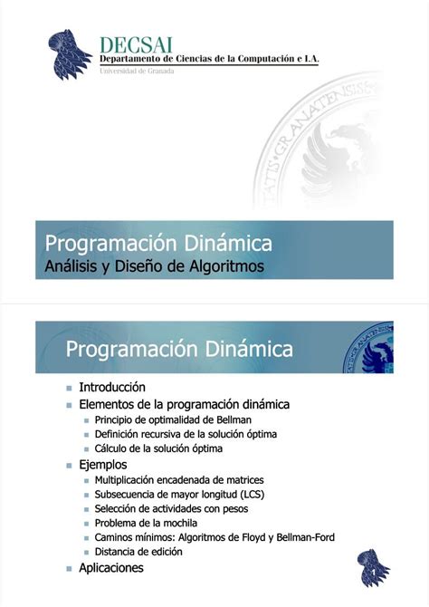 Pdf De Programación Análisis Y Diseño De Algoritmos Programación Dinámica