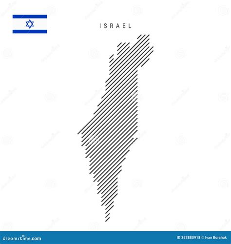 Israel Map From Pattern Of Black Slanted Parallel Lines Flat Vector Illustration Isolated On