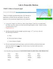 Understanding Projectile Motion In Physics Lab Experiments Course Hero