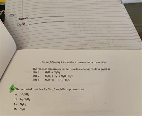 solved name date use the following information to answer