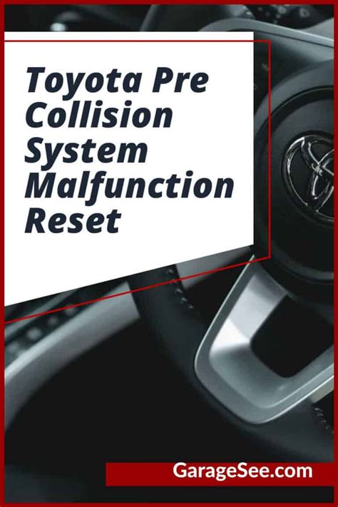 Toyota Pre Collision System Malfunction Reset