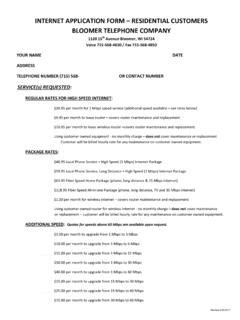 INTERNET APPLICATION FORM RESIDENTIAL CUSTOMERS Internet Application Form Residential