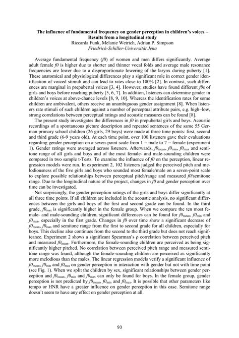 Pdf The Influence Of Fundamental Frequency On Gender Perception In
