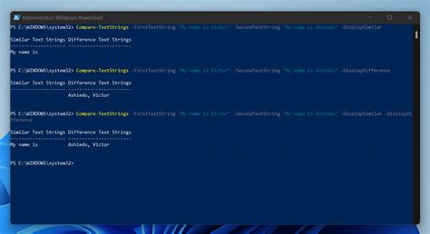 powershell script to compare two text strings compare textstrings