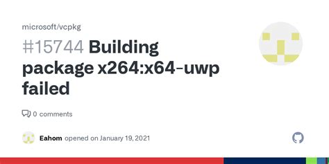 building package x264 x64 uwp failed · issue 15744 · microsoft vcpkg