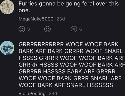 Furries gonna be going feral over this one. MegaNuke5000 GRRRRRRRRRRR WOOF WOOF BARK BARK ARF ...