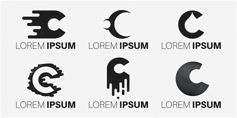 Набор креативных шаблонов логотипа буквы с алфавит C дизайн логотипа Премиум векторы