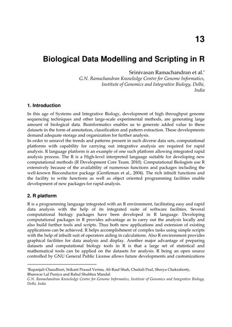 pdf biological data modelling and scripting in r