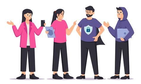 Digital Data Protection Design Vector Cyber Security Cartoon Character Illustrations Cloud