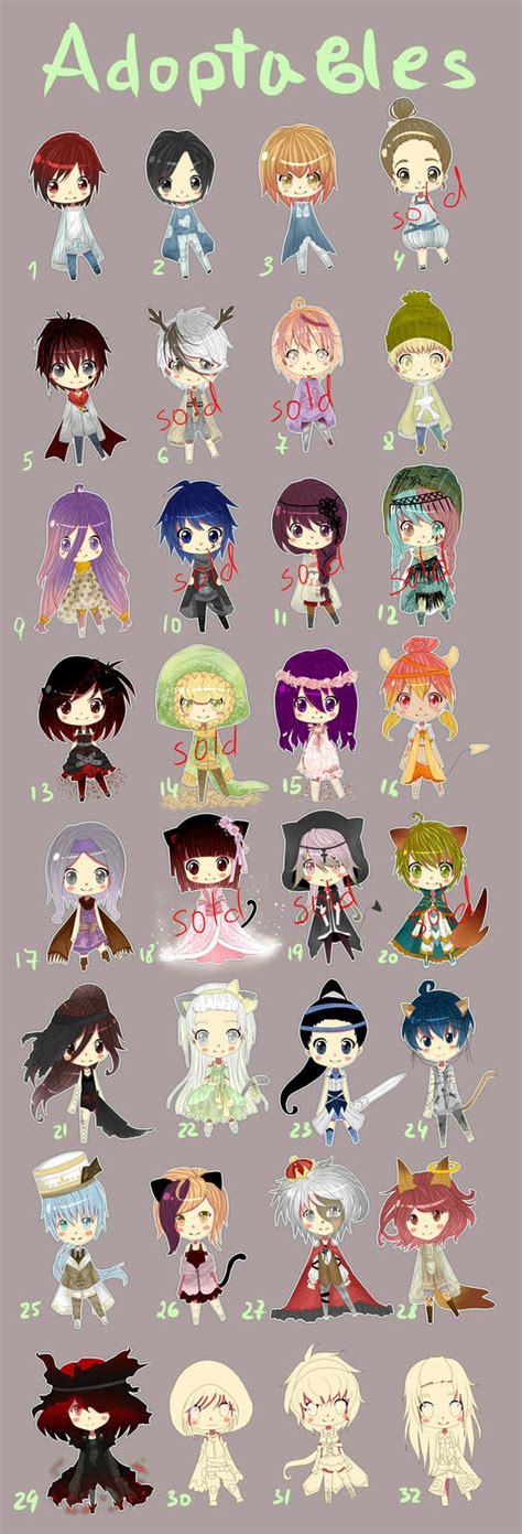 32 Chibis Adoptable 12 29 By Thth18 On Deviantart