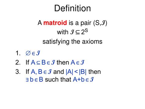 Ppt Weighted Linear Matroid Intersection An Algebraic Optimization