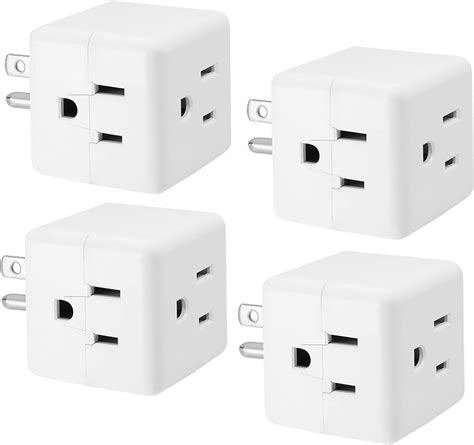 Maxxima 3 Outlet Cube Adapter Wall Plug Grounded Electrical Wall Tap