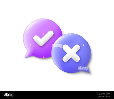 Check Mark With Cross Chat Bubbles Correct And Wrong Answer 3d Chat