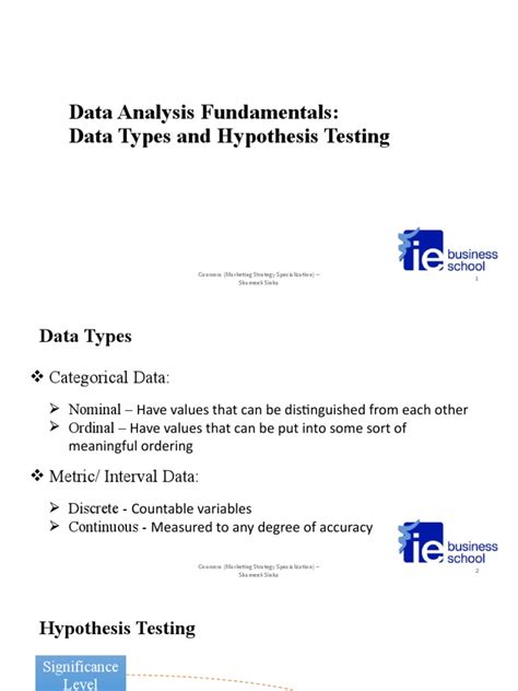 data analysis fundamentals data types and hypothesis testing