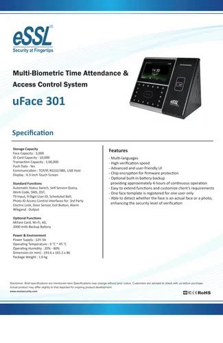 ESSL UFACE 301 Biometric Attendance System At 4600 Piece ESSL Biometric System In Chennai