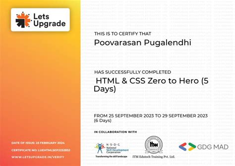 Poovarasan Pugalendhi On Linkedin Letsupgrade Html Css