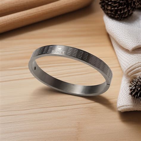 Bold Stainless Steel Engraved Mens Bangle Bracelet Nimra Jewels