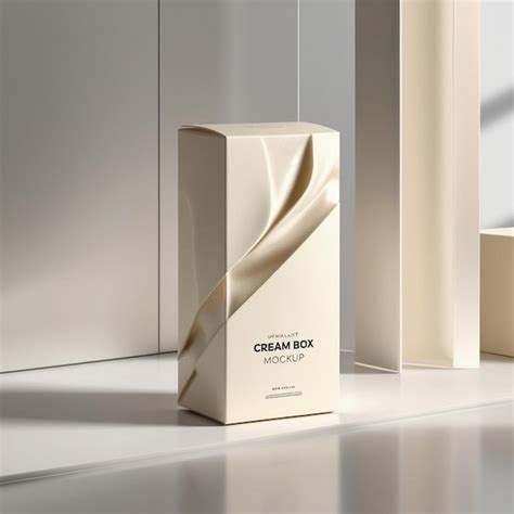 Elegant Minimalist CreamColored Box With Subtle Curved Design Premium AI Generated Image
