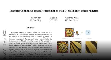 Paper Page Learning Continuous Image Representation With Local Implicit Image Function