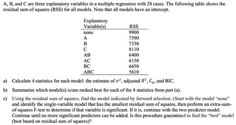 solved a b and c are three explanatory variables in a
