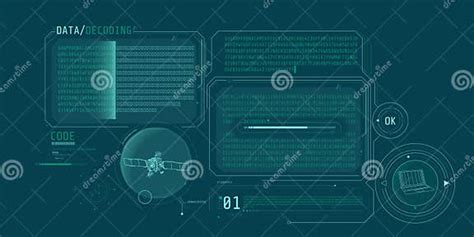 Futuristic Interface Of Satellite Data Decoding Program Stock