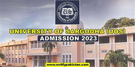 University Of Sargodha Uos Admission 2023 Notify Pakistan