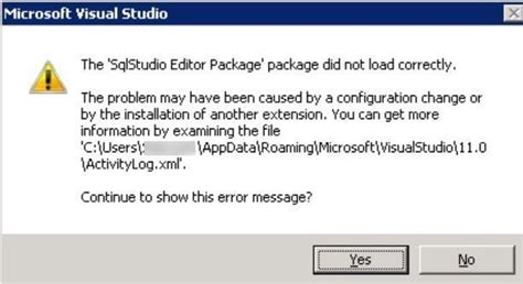Visual Studio FIX The SqlStudio Profile Package Package Did Not Load Correctly SQL