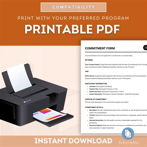 Commitment Form Template ProBizTemplates