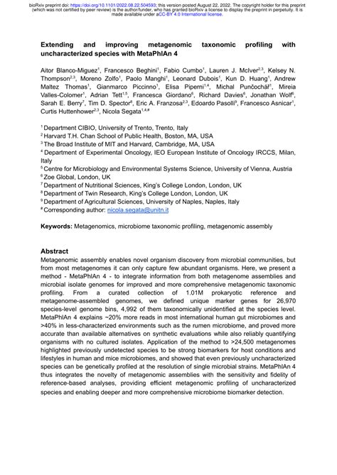 Pdf Extending And Improving Metagenomic Taxonomic Profiling With