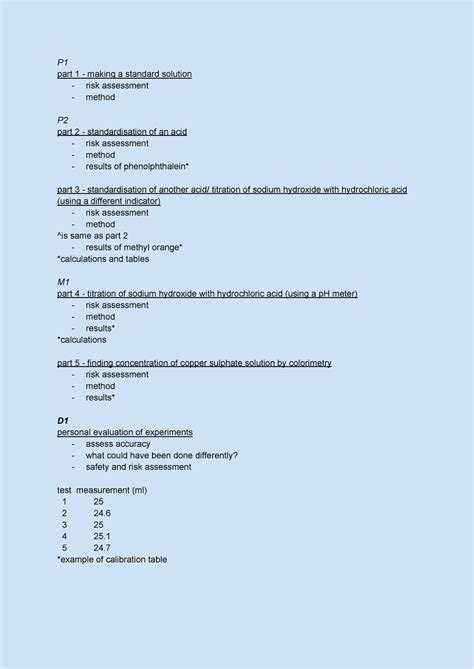 Unit 2 Practical Scientific Procedures And Techniques Assignment A P Part 1 Making A