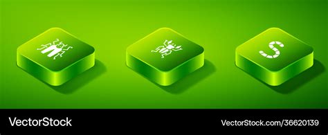 Set Isometric Beetle Deer Worm And Bug Icon Vector Image