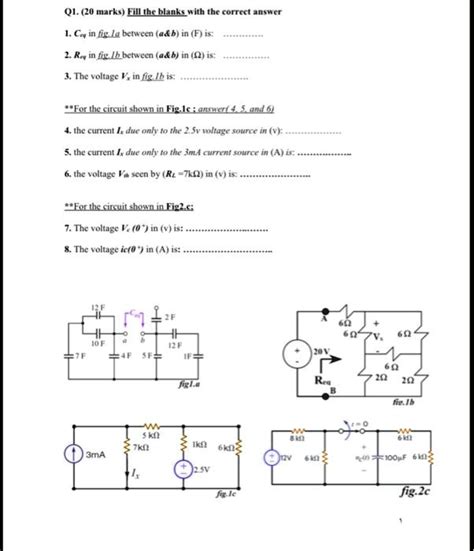 Solved Q1 20 Marks Fill The Blanks With The Correct Answer 1 C In Fig La Between A B Is