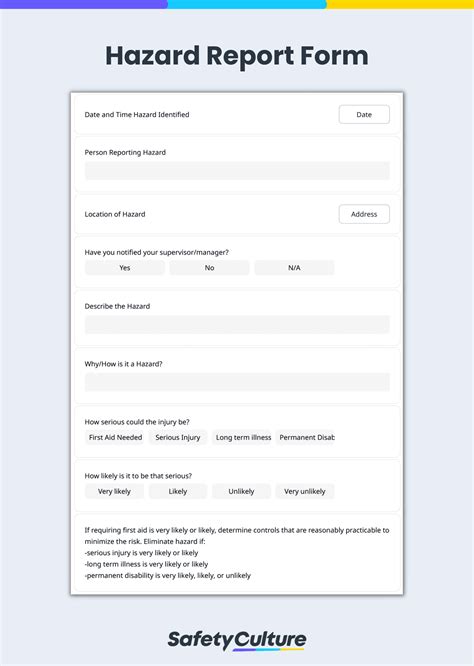 Free Hazard Report Form And Template Pdf Safetyculture