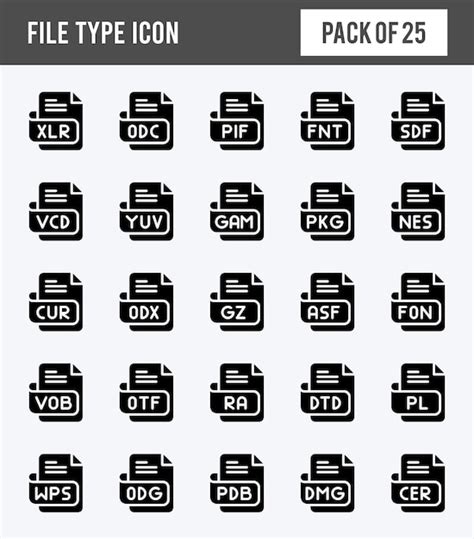 Premium Vector 25 File Type Glyph Icon Pack Vector Illustration