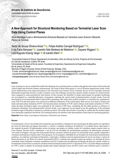 Pdf A New Approach For Structural Monitoring Based On Terrestrial Laser Scan Data Using