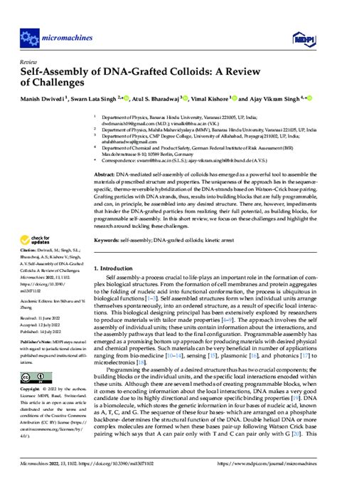 Pdf Self Assembly Of Dna Grafted Colloids A Review Of Challenges