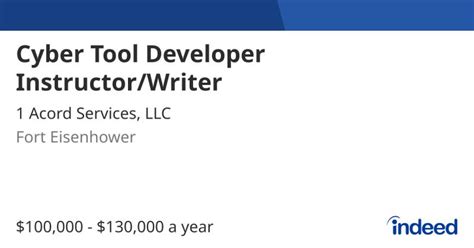 Cyber Tool Developer Instructorwriter Fort Eisenhower Ga 30906 1 Acord Services Llc