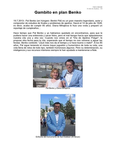 Gambito Volga Benko Nota A Pal Benko Pdf Aperturas De Ajedrez