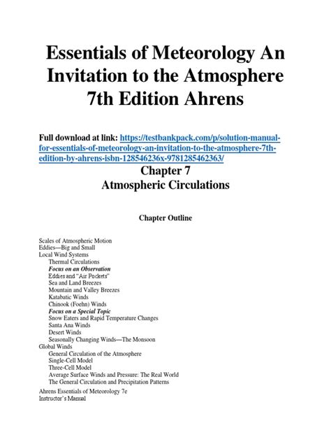 Essentials Of Meteorology An Invitation To The Atmosphere 7th Edition Ahrens Solutions Manual