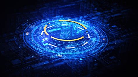 원형 요소 빛나는 선 및 데이터 기호가 있는 추상적인 파란색 디지털 인터페이스 미래 지향적인 디자인 디지털 혁신 개념 기술 디지털 배경 3d 렌더링 0명에 대한 스톡 사진