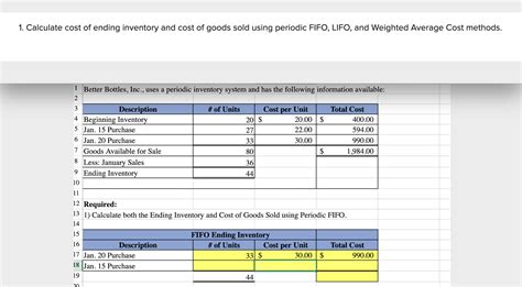 calculate the cost of ending inventory using the weighted average