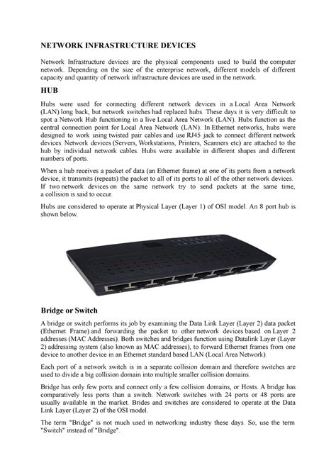 Network Devices Network Infrastructure Devices Network Infrastructure Devices Are The Physical