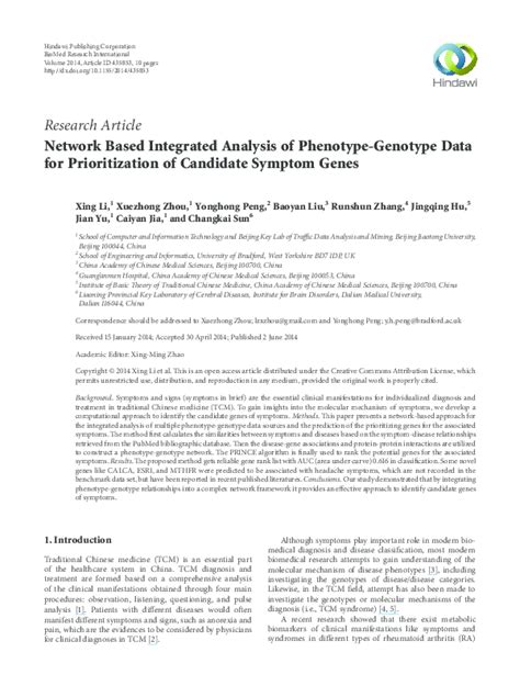 Pdf Network Based Integrated Analysis Of Phenotype Genotype Data For Prioritization Of