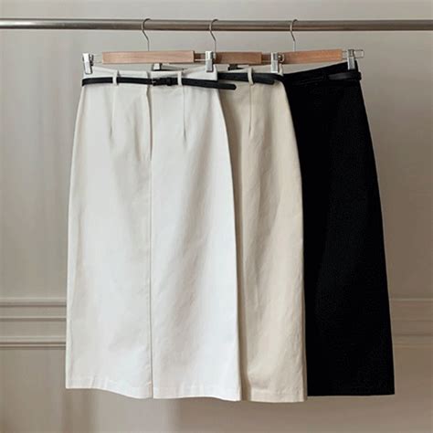 자체제작 링온 코튼 벨트 H라인 스커트 에이블리